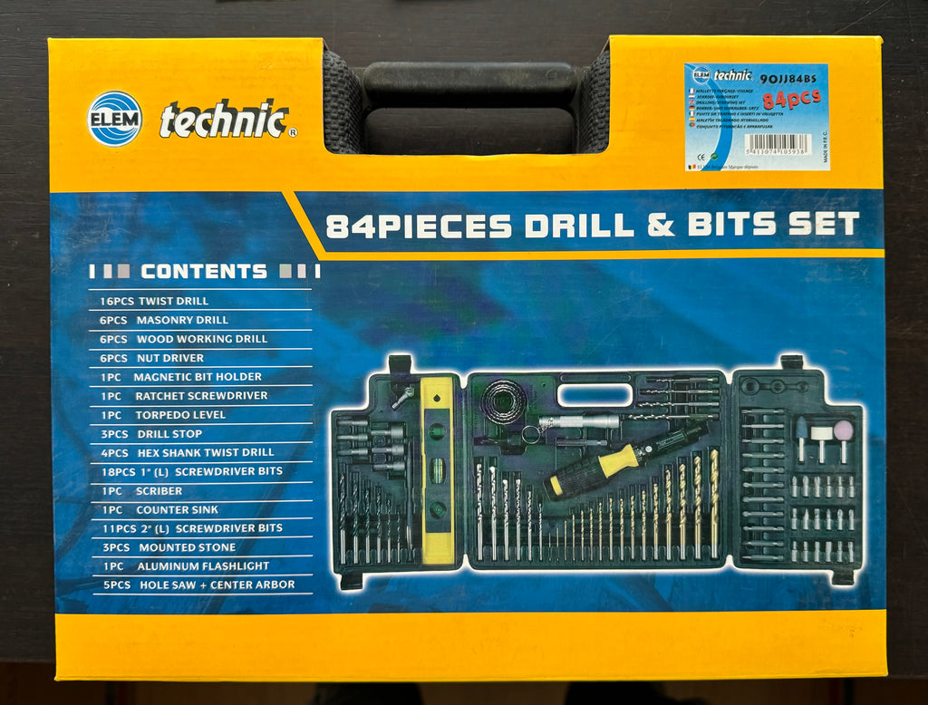 Trusa compacta universala cu 84 piese, burghie, bituri, nivela, carote ...