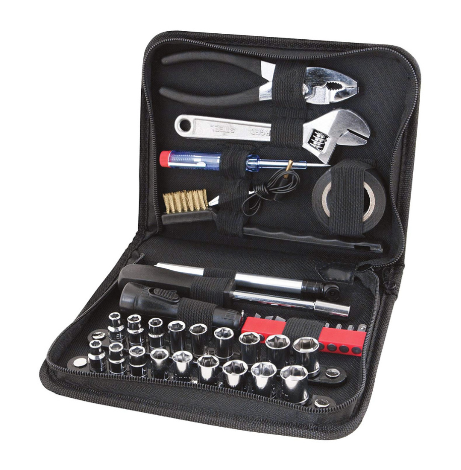 Trusa auto compacta cu chei, bituri, tester circuit, lanterna, etc ...