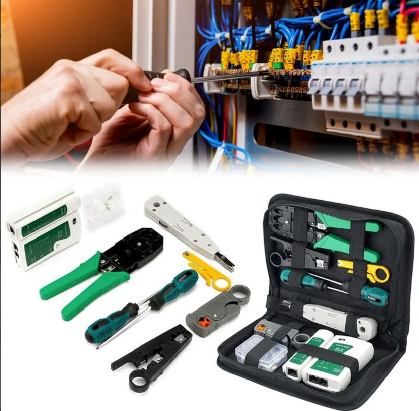 Kit, trusa de reparatii si lucrari retelistica, electricitate, cabluri ...