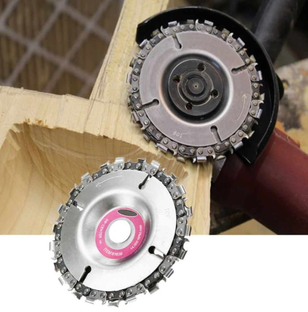 Disc cu dinti si lant de drujba, pt polizor unghiular, flex (SCOBIT, S ...